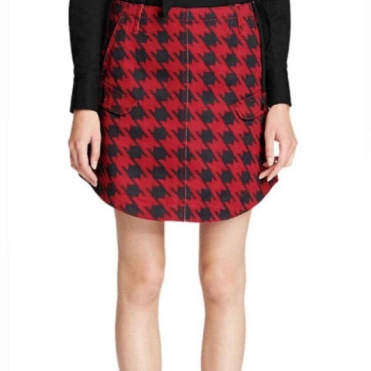 Red Houndstooth Skirt