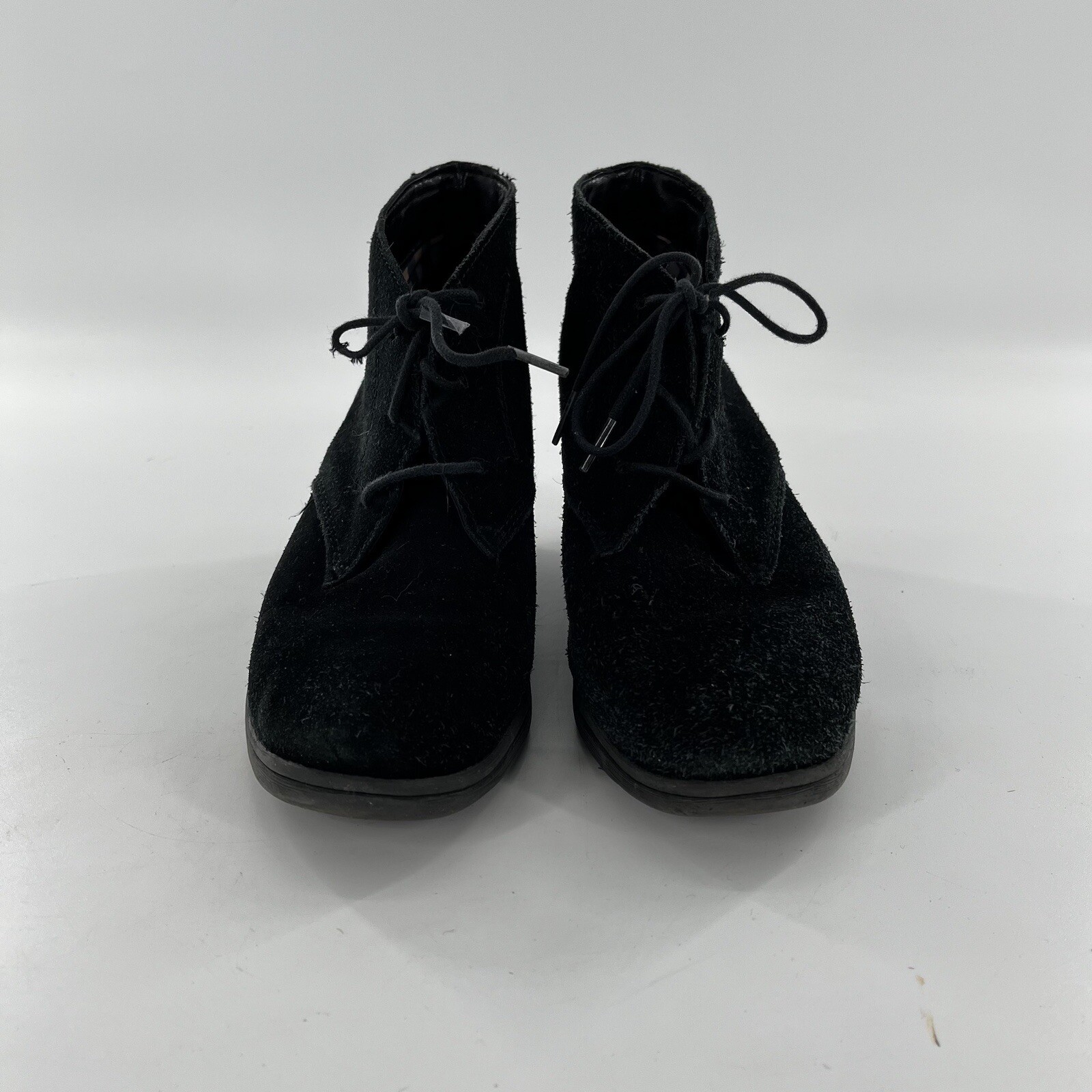 White Mountain Womens Ankle Boots Wedge Suede Leather 8.5 Black Lace Up ...