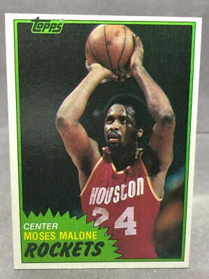 1981-82 Topps MOSES MALONE Card No. 14 Crease-Free NM-MT Houston ...