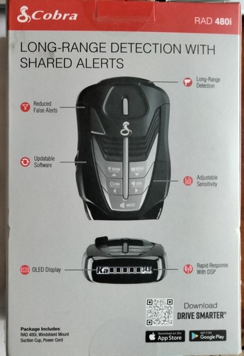 Cobra RAD 480i Long Range Laser Radar Detector Bluetooth CarPlay/Auto ...