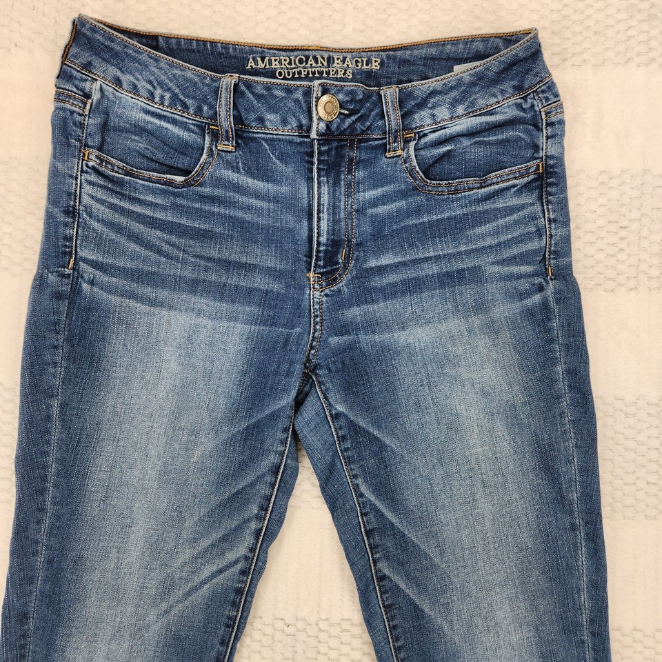 American Eagle Super Stretch Jeans Womens Sz 10 Regular Blue Jeggin | eBay