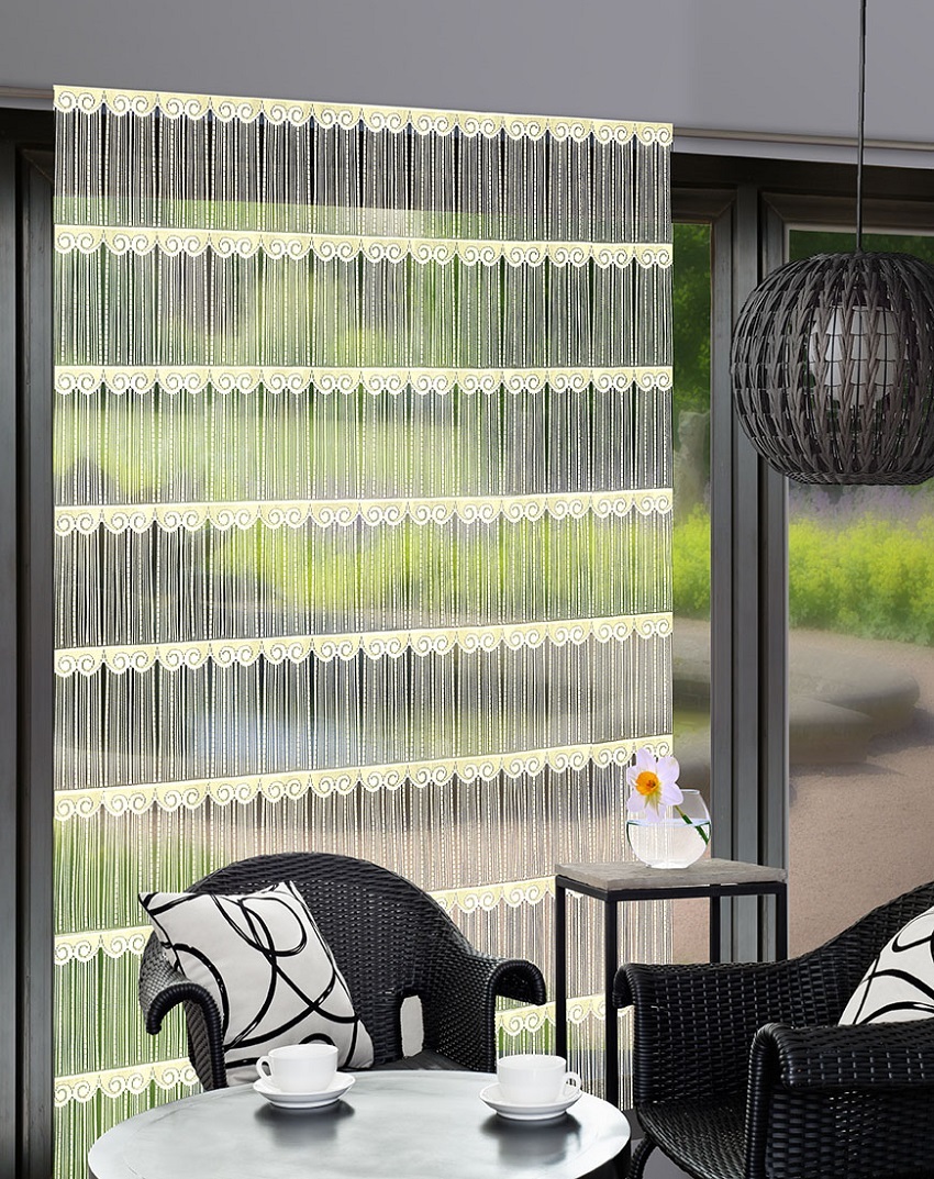 MODERN FRINGE PANEL IN CREAM READY TO HANG FOR SMALL WINDOWS,PATIO ...