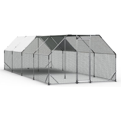 10'x26' Outdoor Large Metal Chicken Coop Walk-in Chicken Run Pen Hen ...