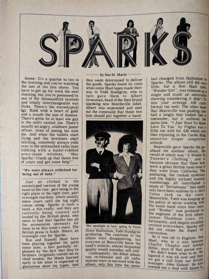 Beetle Magazine December 1974 Zappa, 10cc, Rush, Sparks, Guess Who ...