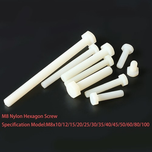 M6 M8 Nylon Hex Screws Hex Bolts Nylon Plastic Hexagonal Screw Bolts ...