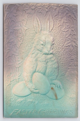 1910~Easter Bunny Hoarding Eggs~Embossed~Airbrushed~Sanders~Fantasy Art ...