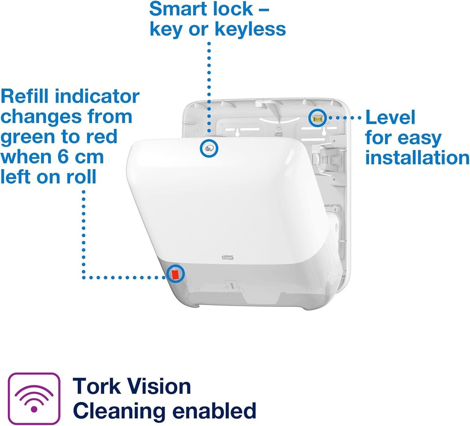 Tork Matic Paper Towel Dispenser, White, H1 Towel Size, One-at-a-Time ...