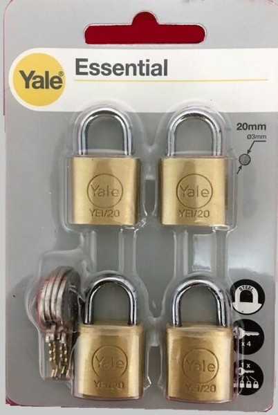Yale YE1/20/111/4 20mm Brass Padlock - Pack of 4 for sale online | eBay