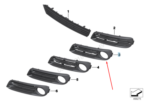 BMW 5 F10 Right Fog Light Grille 51117331730 7331730 2015 New Genuine ...