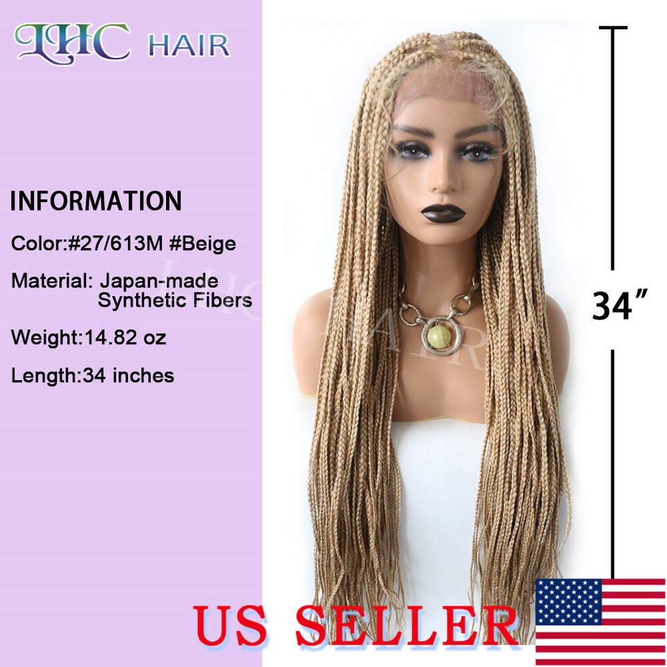 Swiss Lace Front Afro Box Braided Wig For Black Women Synthetic ...