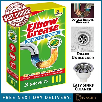 DRAIN AWAY UNBLOCKER CLEANER BATHROOM SHOWER SINK BLOCK REMOVER 3PK ...