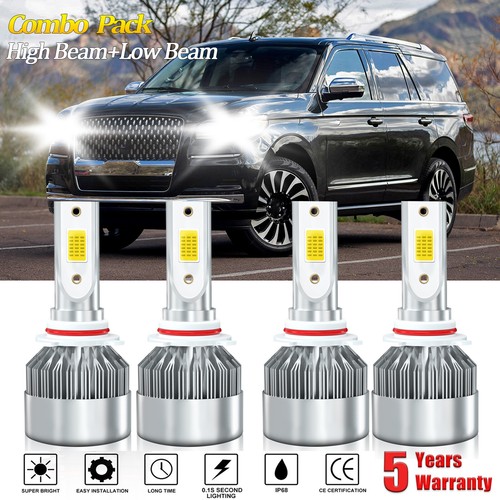For Lincoln Navigator 2003-2005 LED Headlight High/Low Beam Bulbs Kit ...