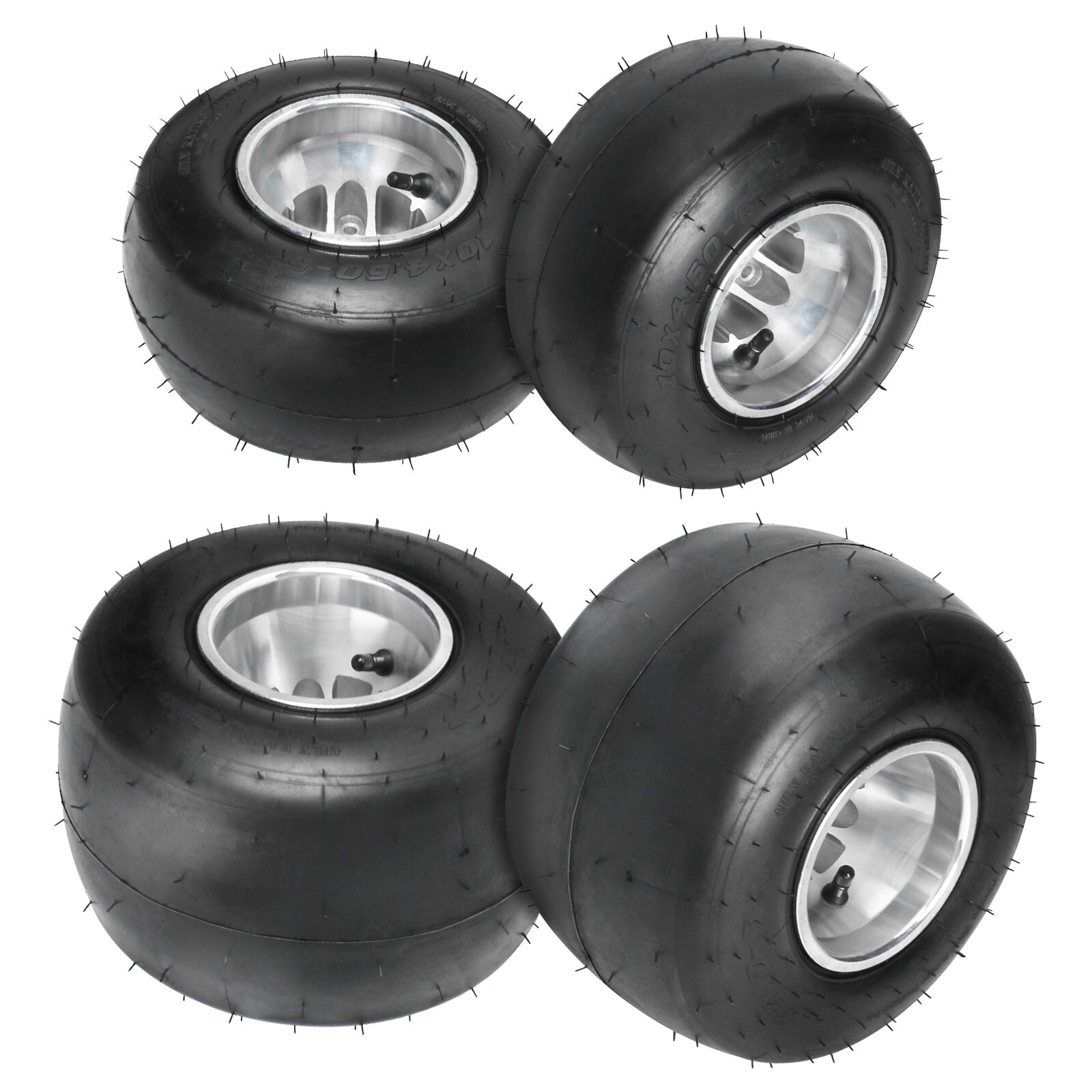 4pc 10x4.50-5 Tubeless Slick Tire Wheels 3 Stud Rim for Drift Trike ...
