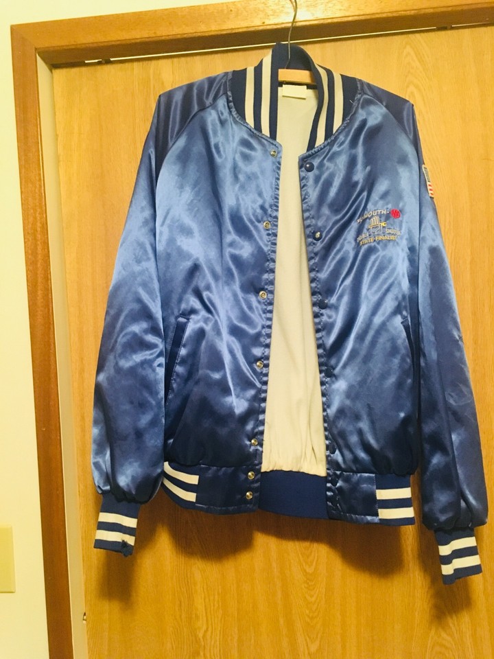 Vintage Plymouth Trouble Shooter State Finalist Blue Satin Jacket | eBay