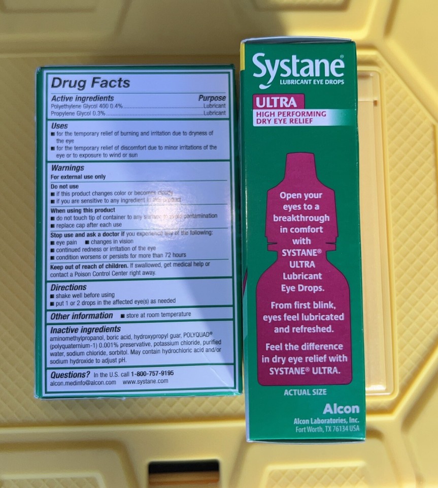 (2)~ SYSTANE ULTRA Lubricant Eye Drops, Twin Pack, 10-mL Each EXP, 08/ ...