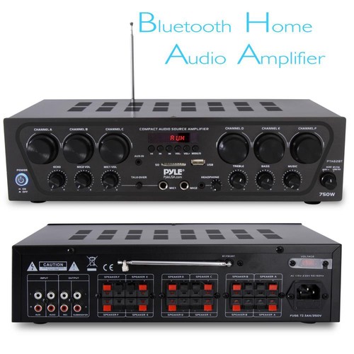 Pyle Bluetooth Home Audio 750W 6 Channel Amplifier Stereo Receiver (For ...