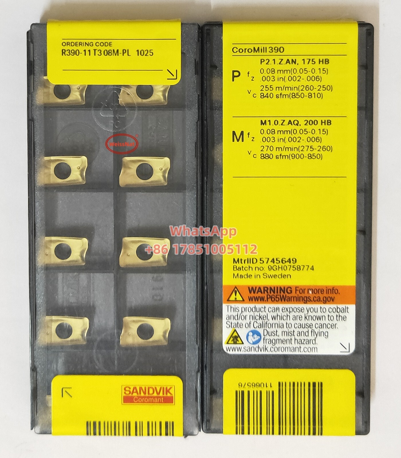 7 Sandvik Carbide Milling Inserts R390-11 T3 08m-pl 1025 Stk 4449 for ...