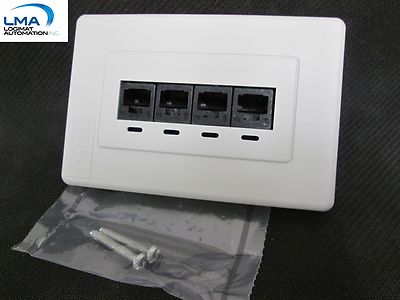 5 X BELDEN AX100352 DATA VOICE OUTLET FACEPLATE 4-PORT CONNECTOR SOCKET ...