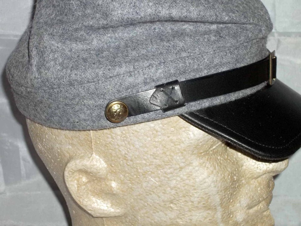 100% Wool Civil War Confederate Kepi Cap GRAY (Medium) - Civil War ...