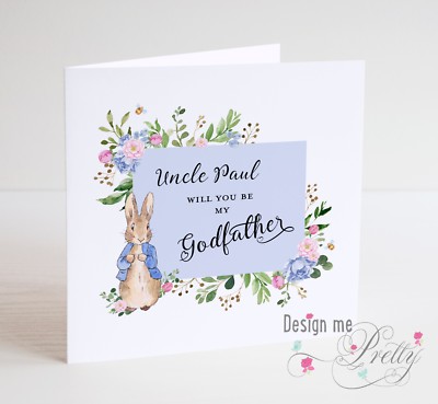 WILL YOU BE MY GODFATHER PETER RABBIT Card - Godparents Personalised ...