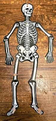 Vintage Beistle Halloween Die Cut Display Skeleton w/ Moveable Arms ...