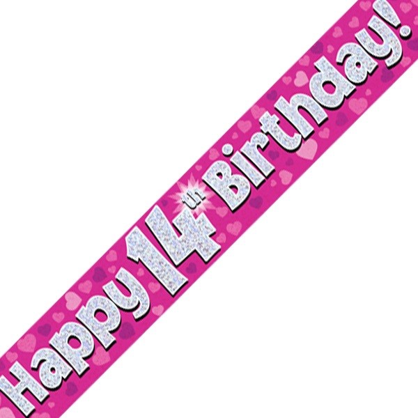 Girls Pink Age 14th Birthday Party Decorations Banner Bunting Tableware ...