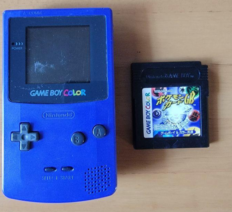 Nintendo Game Boy Color Blue console with software Pokemon card GB set ...