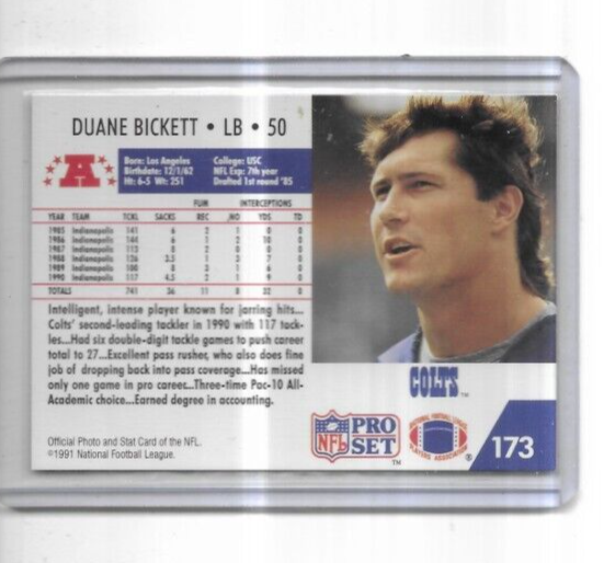 1991 Pro Set #173 Duane Bickett Indianapolis Colts | eBay