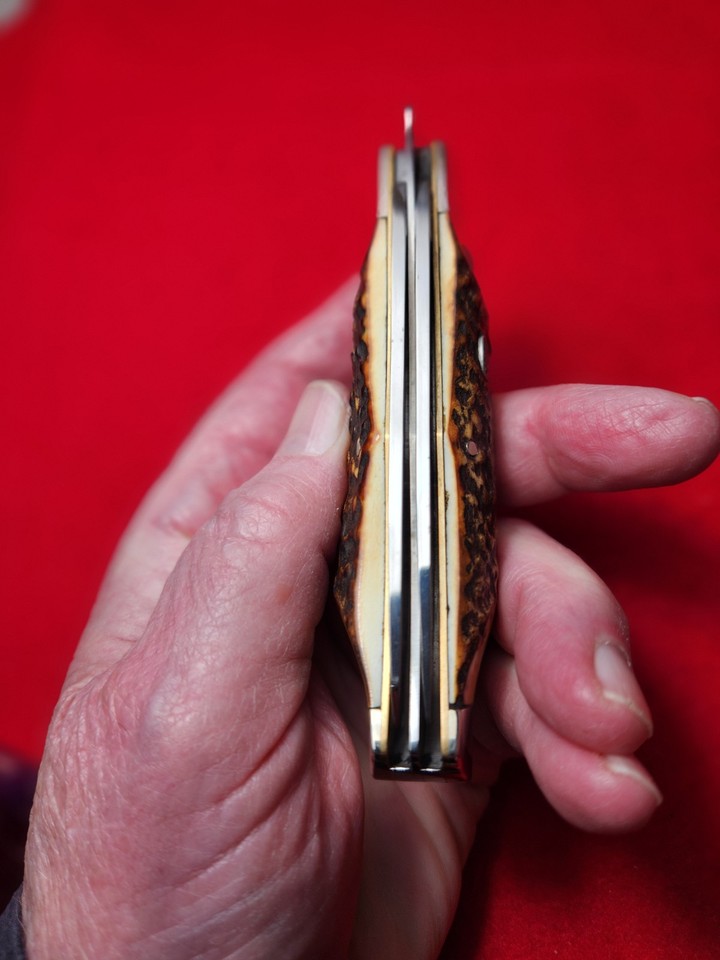 QUEEN USA QGSH 206L STAG 2 BLADE JUMBO LINER LOCK TRAPPER KNIFE NEW IN ...