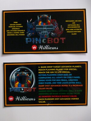 PIN*BOT' Williams 1986 Custom Instruction/Apron Cards (New) * * | eBay