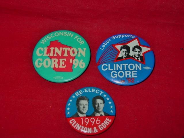 (7) Presidential CLINTON GORE 92 & 96 Pin Back Buttons UAW Wisconsin ...