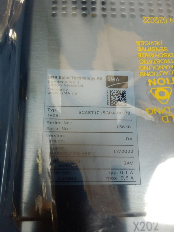 SMA Solar Technolory AG Interface and Control Unit SCAST1015GR4-00.02 ...