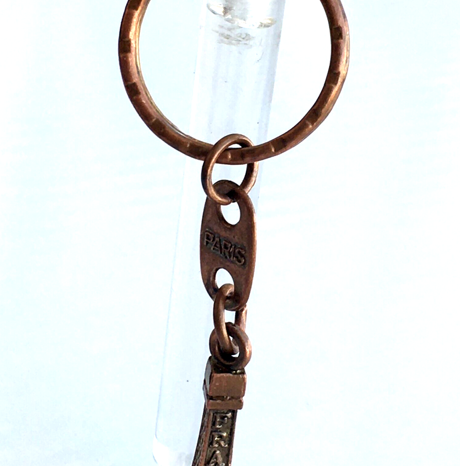 Vintage Keychain Eiffel Tower Bronze Keychain Key Fob Ring PARIS FRANCE ...