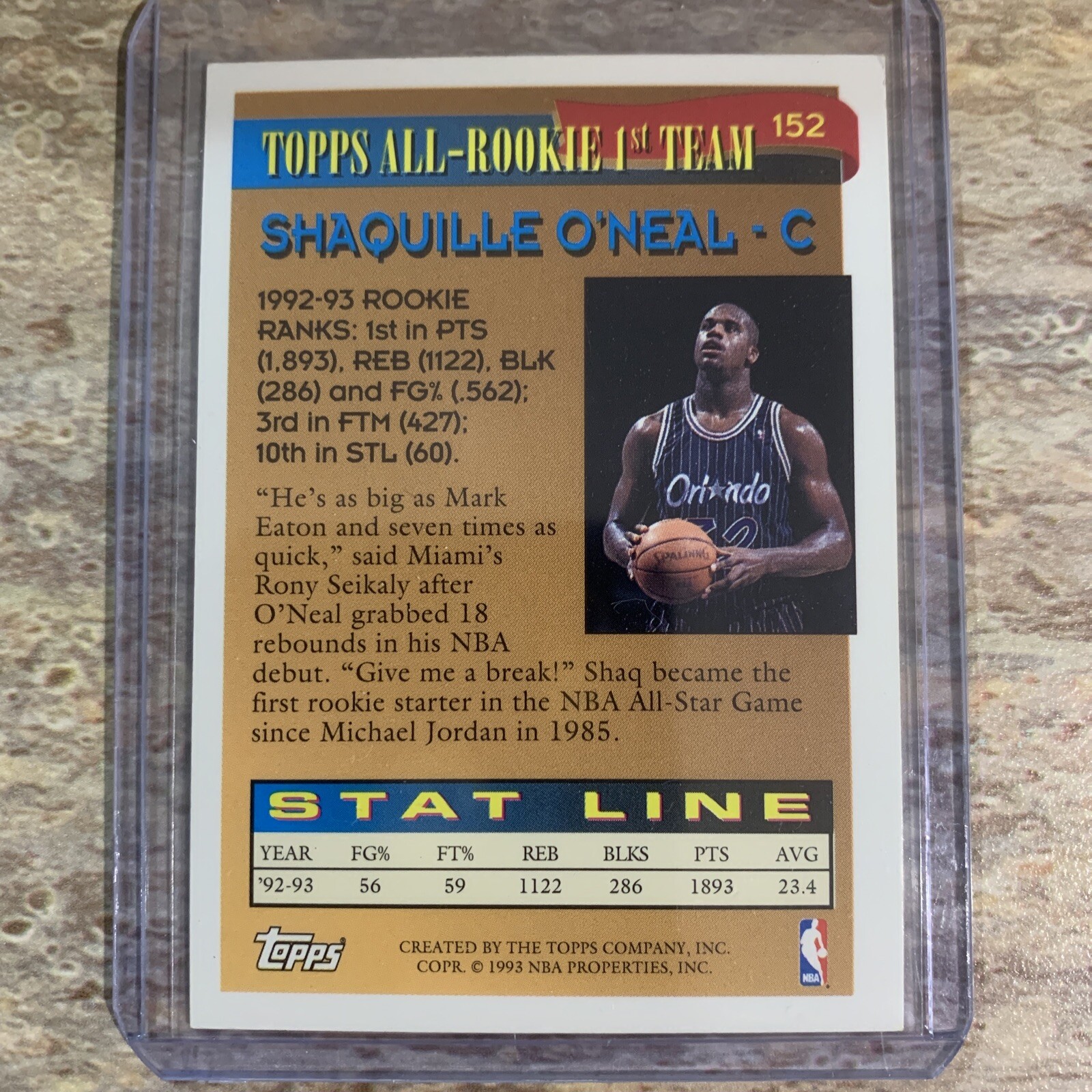SHAQUILLE O’NEAL 1992-93 TOPPS ALL ROOKIE 1ST TEAM 2 CARD LOT ORLANDO ...