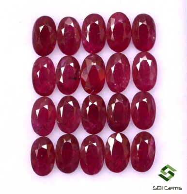 6x4 mm Natural Ruby Oval Cut Lot 20 Pcs 10.40 Cts Calibrated Loose ...