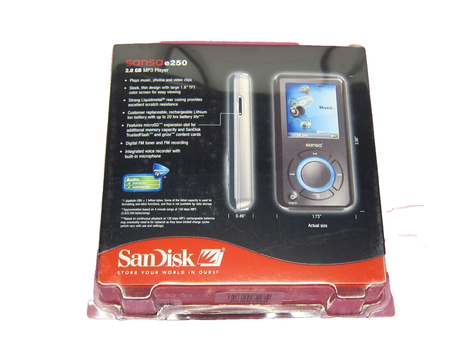 Genuine New Sealed SanDisk Sansa e250 2 GB MP3 Player | eBay