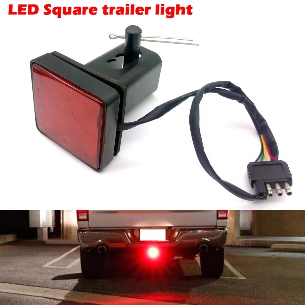 2" Red Lens 12-LED Trailer Truck Hitch Towing Receiver Cover Brake ...
