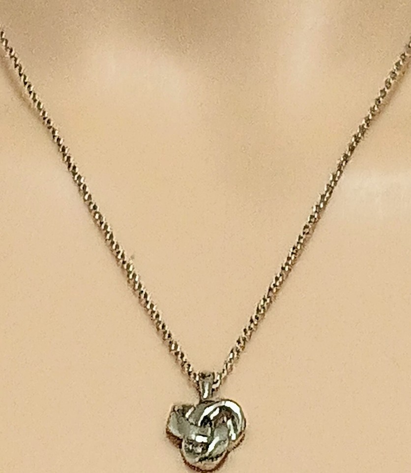 Dainty Silver Plated Love Knot Pendant Necklace Marked SN in Diamond ...