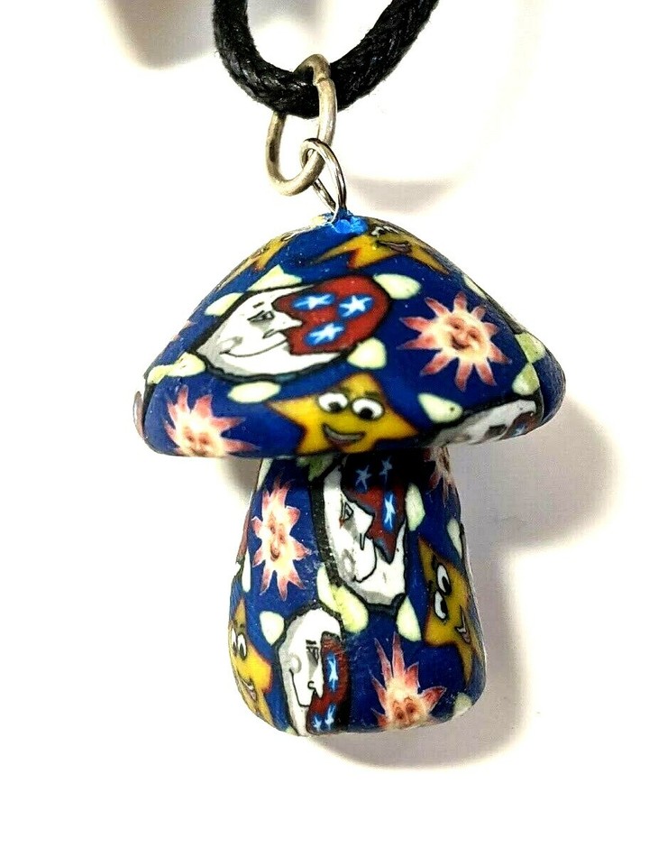 New Mushroom Charm Shroom Clay Pendant 18" Choker Necklace USA Seller ...