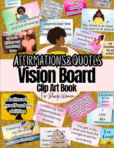 Affirmations and Quotes Vision Board Clip Art Book For Black Women ...