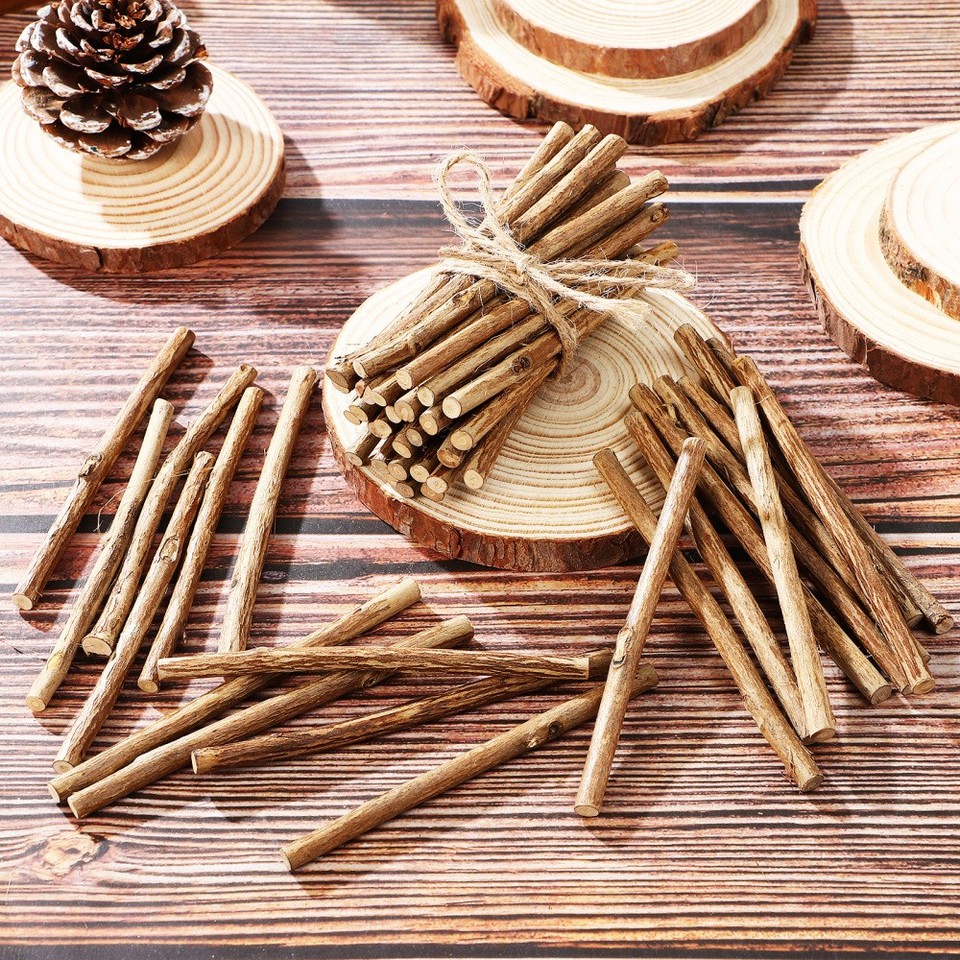 50Pcs Long Wooden Sticks for Crafts Natural Log Sticks Home Decoration ...
