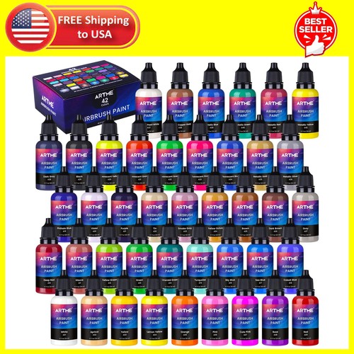 Airbrush Paint,42 Colors Opaque & Water Based Acrylic Airbrush Paint ...
