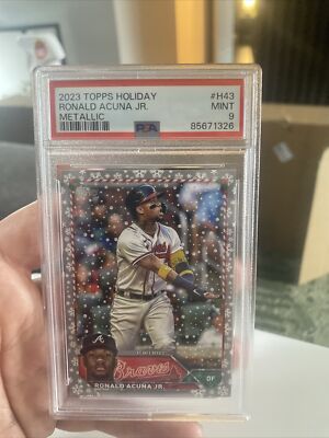 2023 Topps Holiday Baseball Ronald Acuna Jr Silver Metallic Snowflake ...