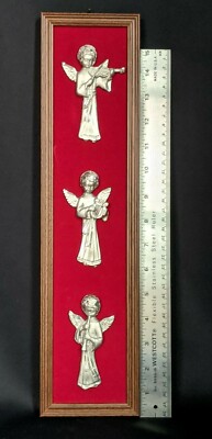 Vintage Peltro Inciso Pewter Angel Musicians Wall Hanging, Red Velvet ...