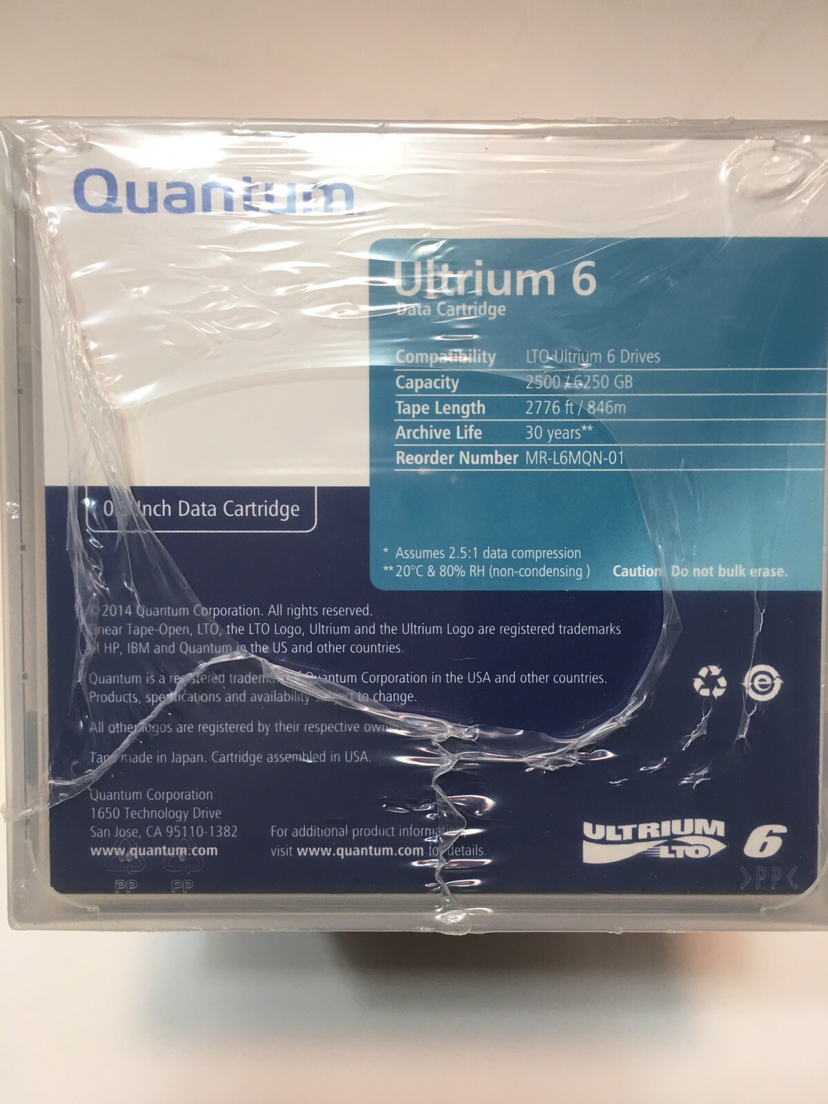 Quantum LTO6 MR-L6MQN-01 Ultrium 6 Tapes 2.5TB-6.25TB LTO-6 / 5 Pack ...