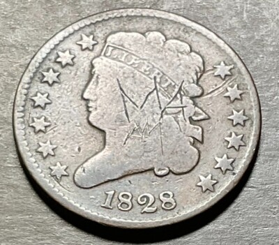 1828 Classic Head Half Cent tough colonial collector coin full Liberty ...