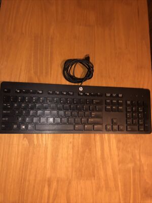 NEW Hewlett Packard HP Model KBAR211 USB Slim Wired QWERTY Black ...