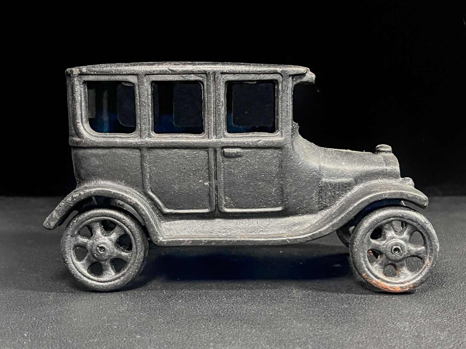 Vtg IRON ART JM 137 MODEL T Toy Car 6" x 3.5" Black Cast Iron Man Cave ...