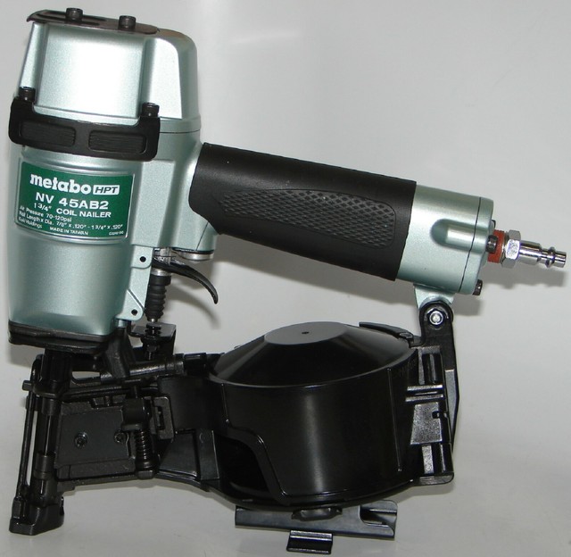 Metabo HPT Pneumatic Coil Roofing Nailer Nail Gun Air Tool NV45AB2 ...