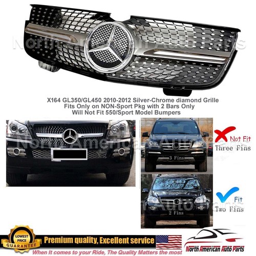 GL350 GL450 X164 Grille Silver-Diamond Glossy Style 2006-2009 2007 2008 ...